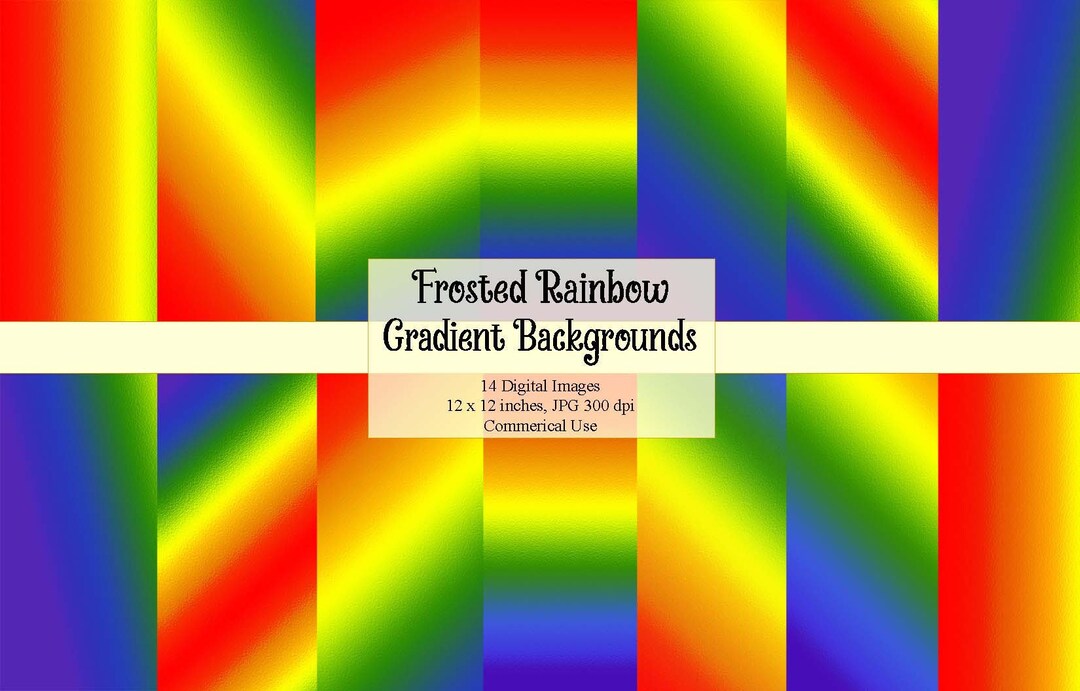 Frosted Rainbow Gradients Digital Paper, Backgrounds in Ombre, Instant ...
