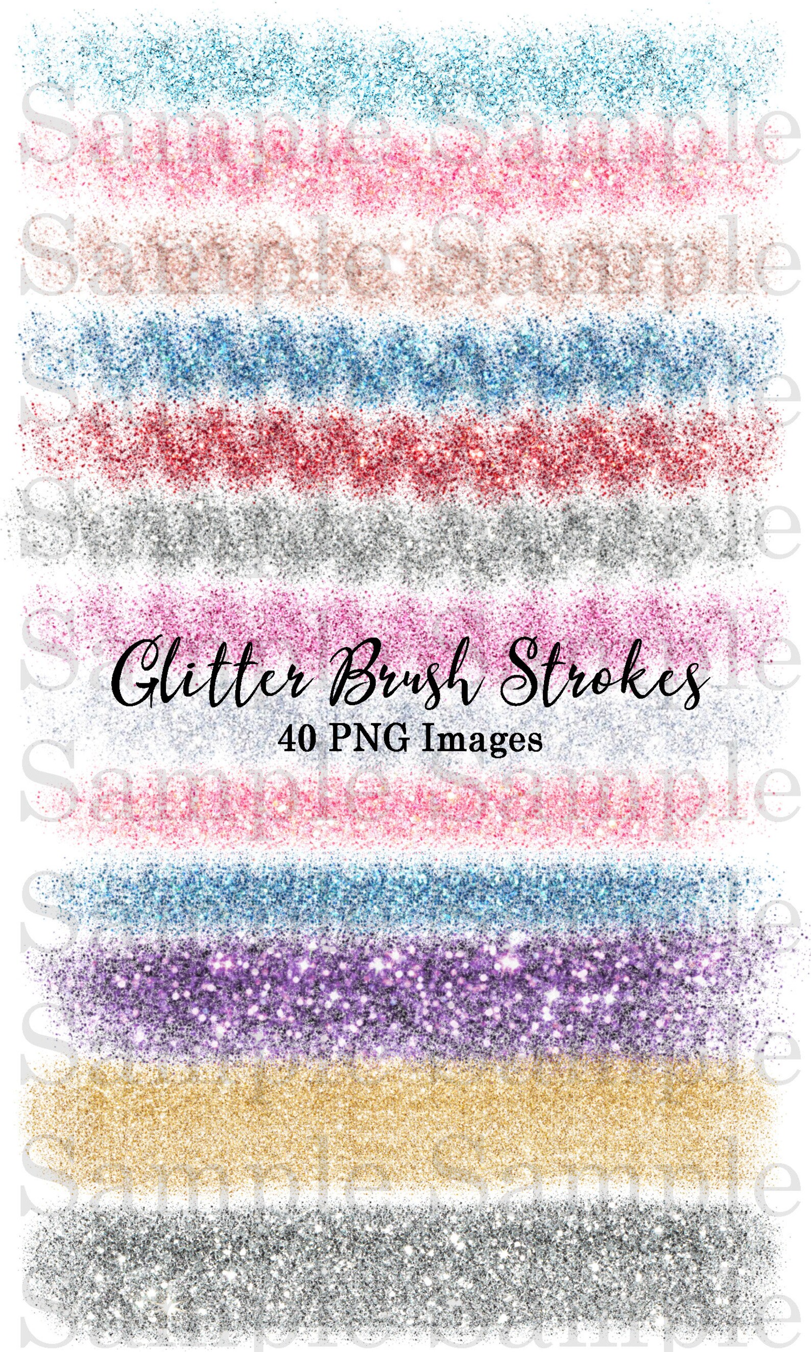 Glitter Brush Strokes Clip Art 1 Hand Painted Pink Blue | Etsy