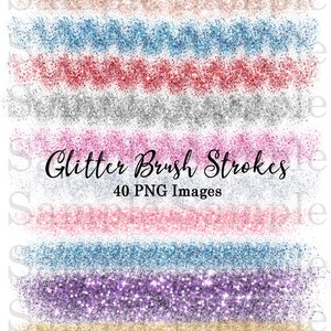 Glitter Brush Strokes Clip Art #1 Hand Painted Pink Blue Silver Gold ...