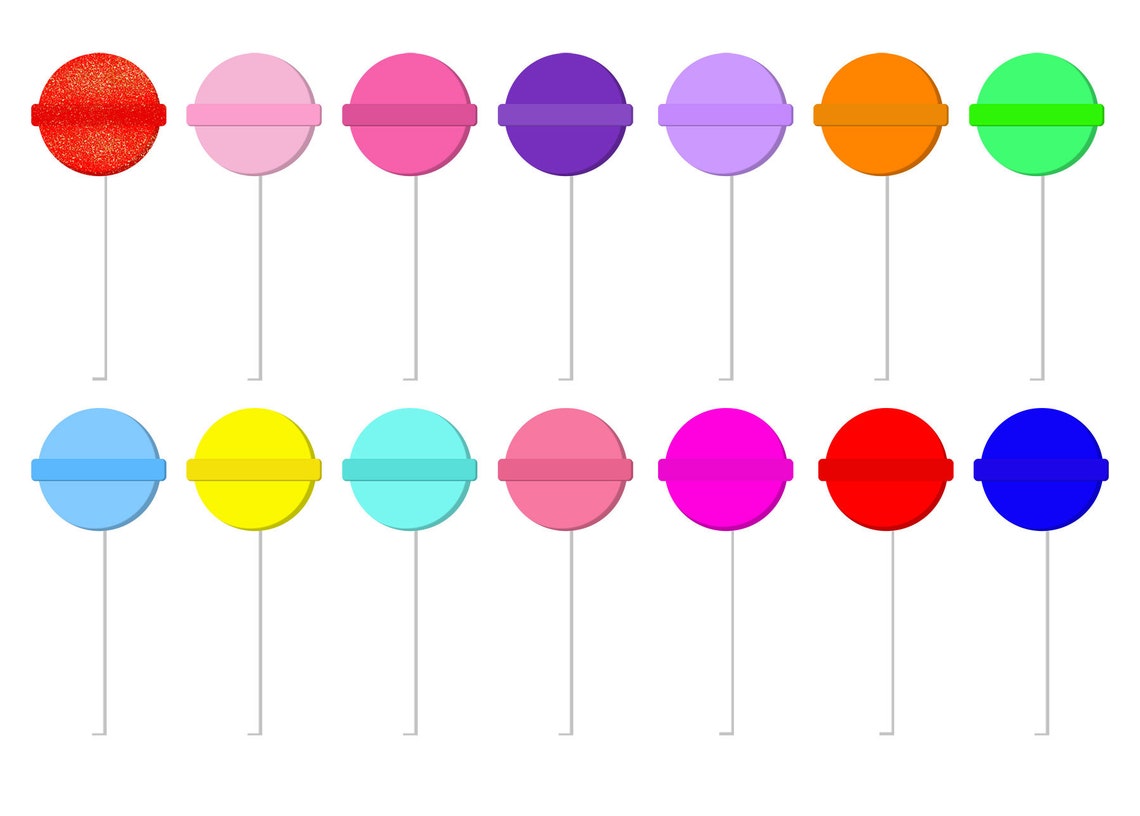 Lollipop Clipart Bright Pastels and Primary Colors Gold | Etsy