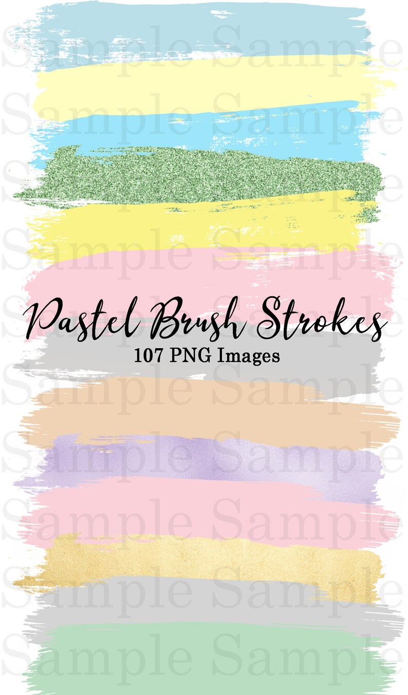 Pastel Brush Strokes Clip Art 41 Hand Painted Colors - Etsy