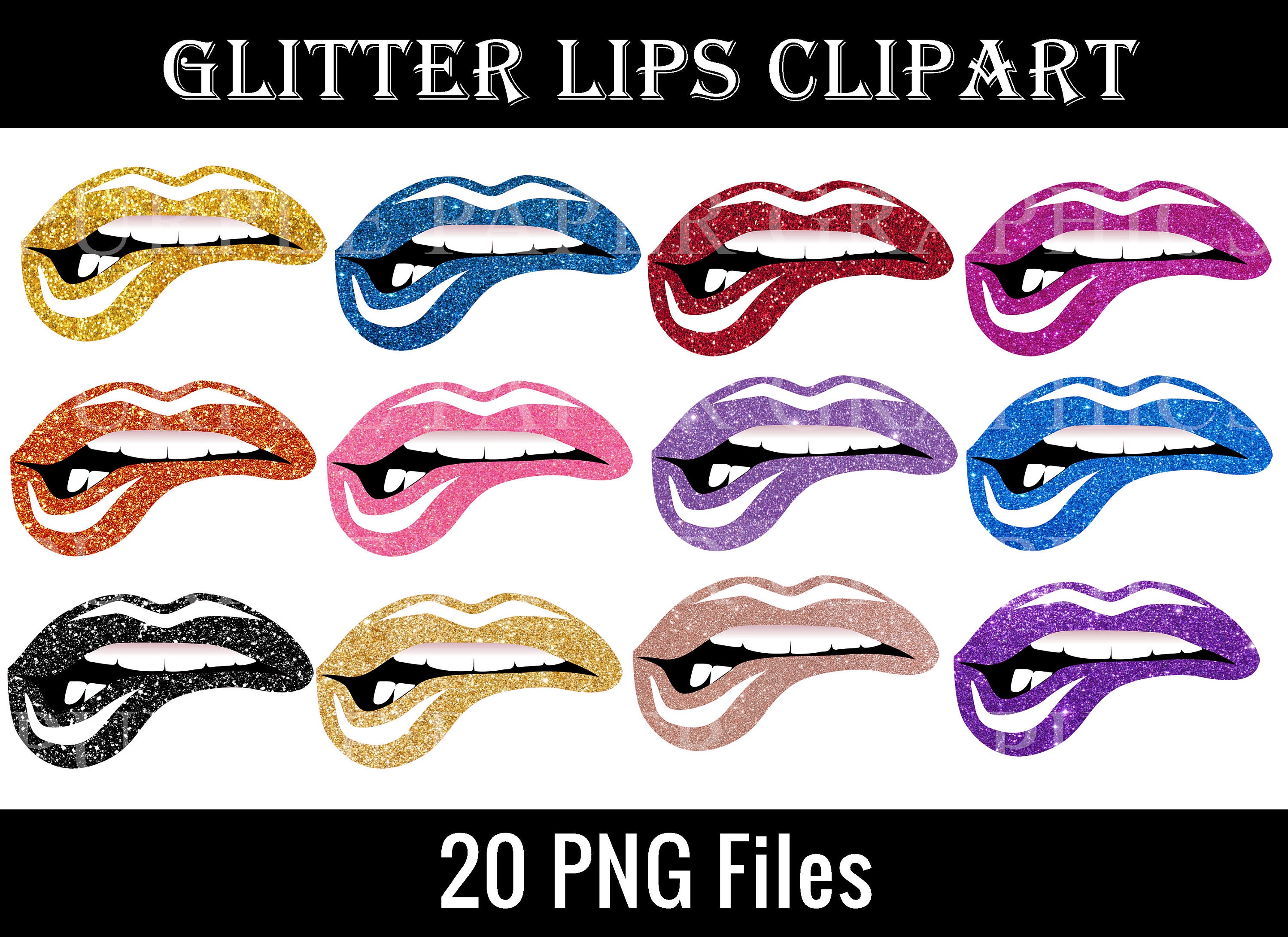 Glitter Lips Clipart Lips PNG Clip Art Lips Silhouette Lips | Etsy