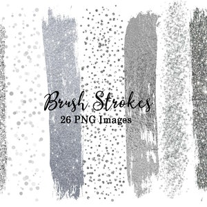 Silver Glitter Foil Sparkle Brush Strokes Clip Art #63 | Hand Painted ...