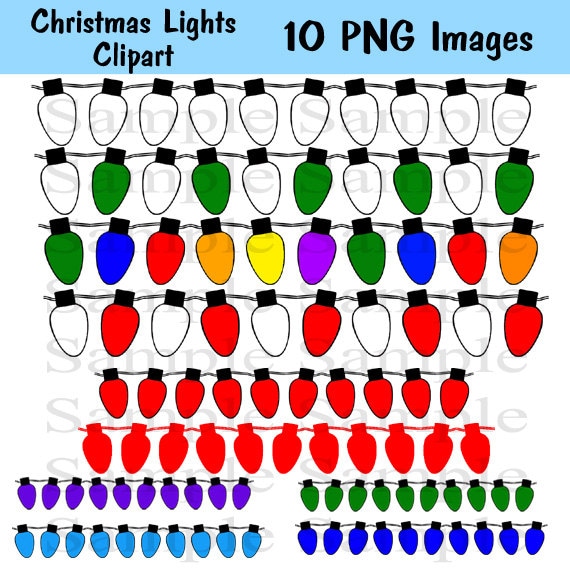 Christmas Lights Clipart INSTANT DOWNLOAD Xmas Clip Art - Etsy