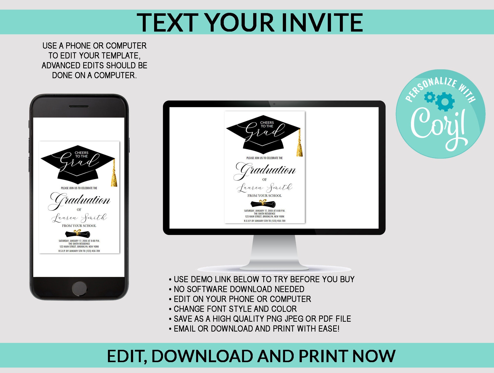 Graduation Party Invitation Graduation Announcement Woman | Etsy