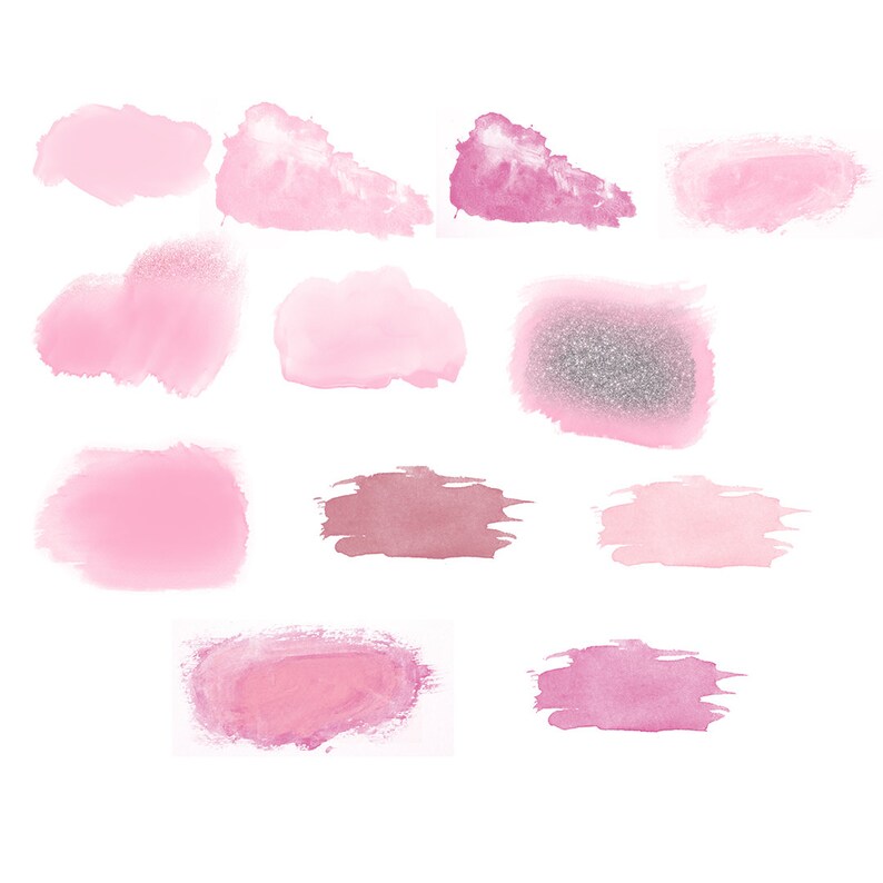 Watercolor Clipart 18 Pink Watercolor Brush Clip Art - Etsy
