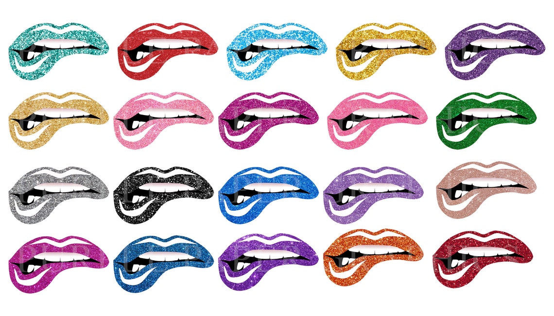 Glitter Lips Clipart Lips PNG Clip Art Lips Silhouette Lips | Etsy