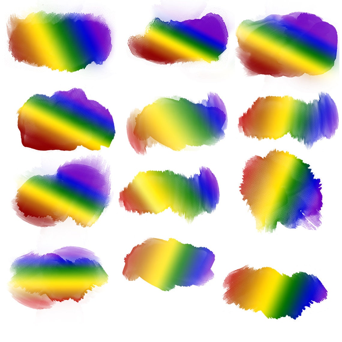 Rainbow Watercolor Clipart 15 Watercolor Brush Clip Art | Etsy