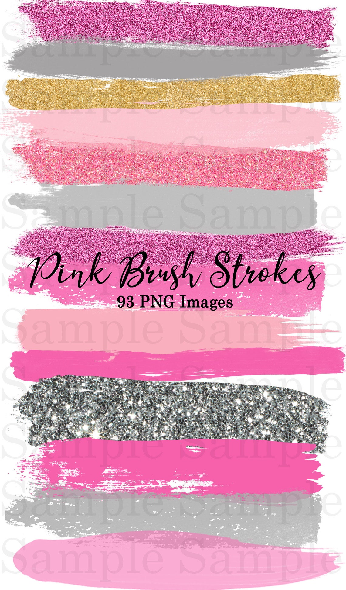 Pink Gray Brush Strokes Clip Art #38 Hand Painted Pink Glitter Foil ...