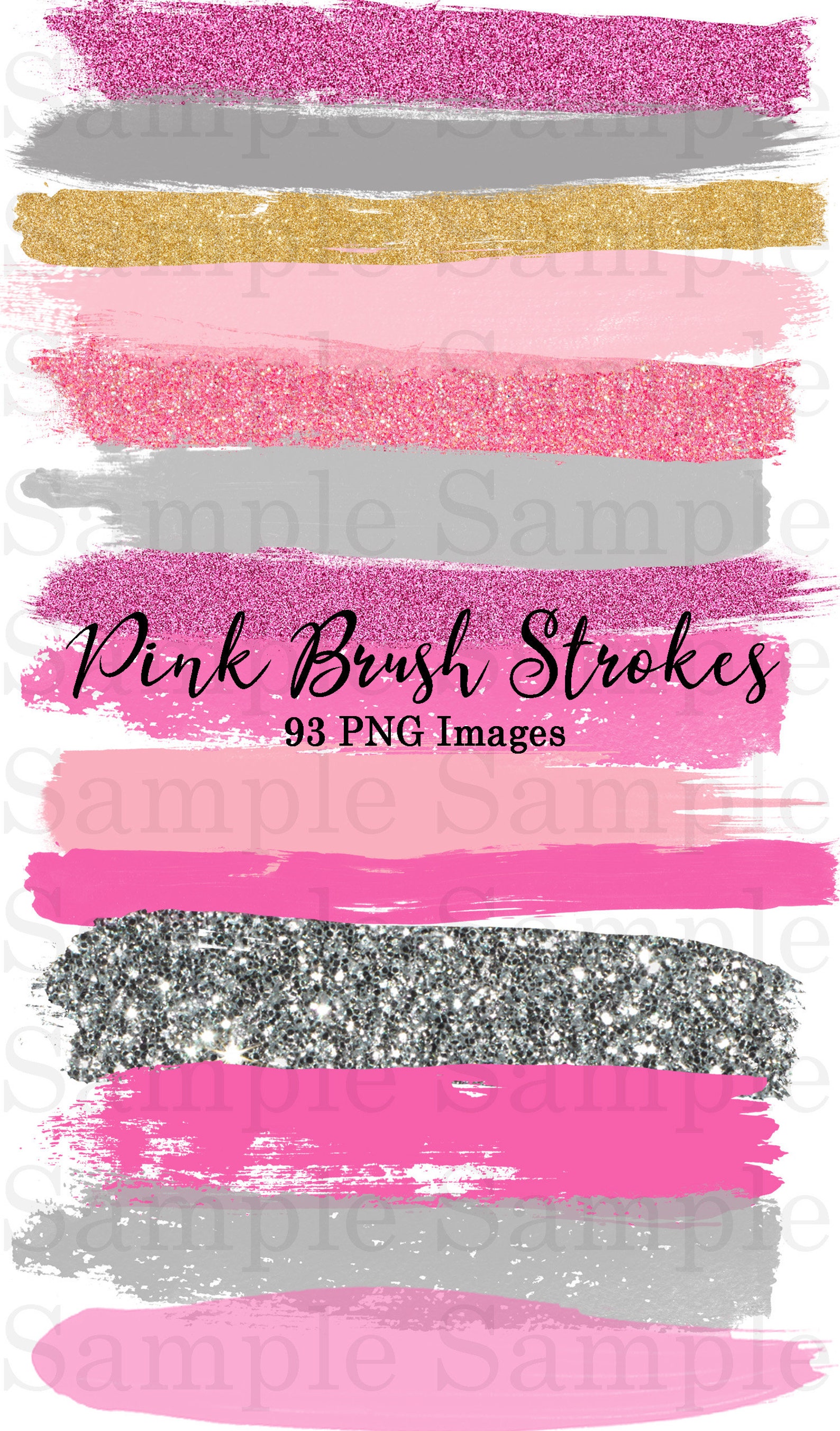 Pink Gray Brush Strokes Clip Art 38 Hand Painted Pink Glitter - Etsy