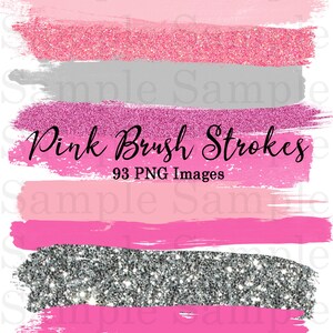 Pink Gray Brush Strokes Clip Art 38 Hand Painted Pink Glitter Foil ...