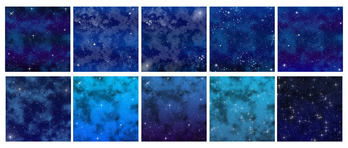 Blue Galaxy Backgrounds Digital Paper Outer Space Textures - Etsy