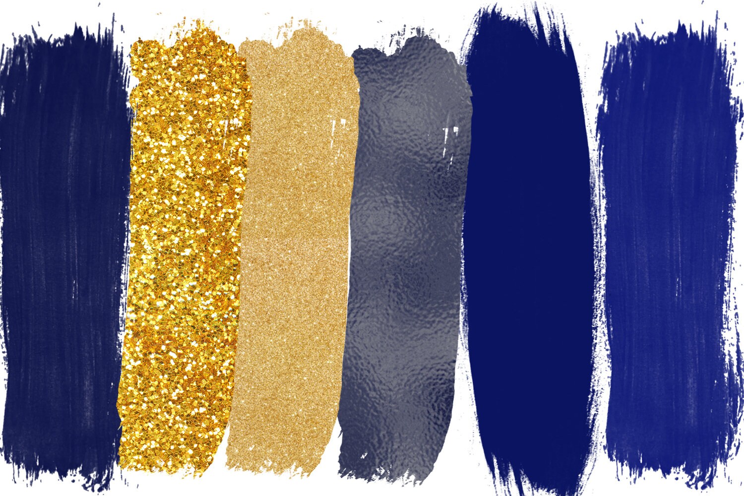 Navy Brush Strokes Clip Art #30 Hand Painted | Gold Glitter| Silver ...