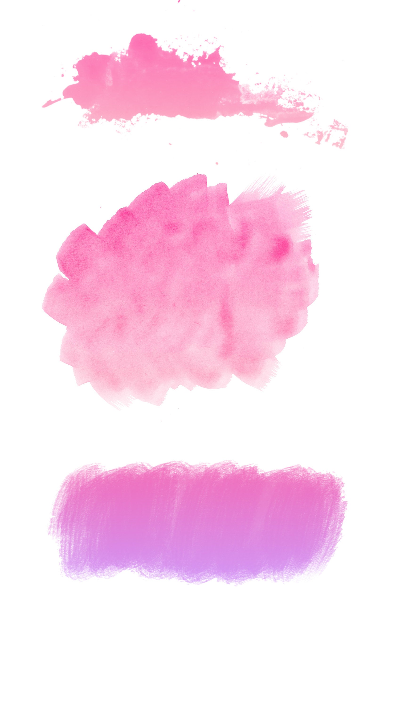 Watercolor Clipart, Pink and Purple Watercolor Brush Clip Art, Splashes ...