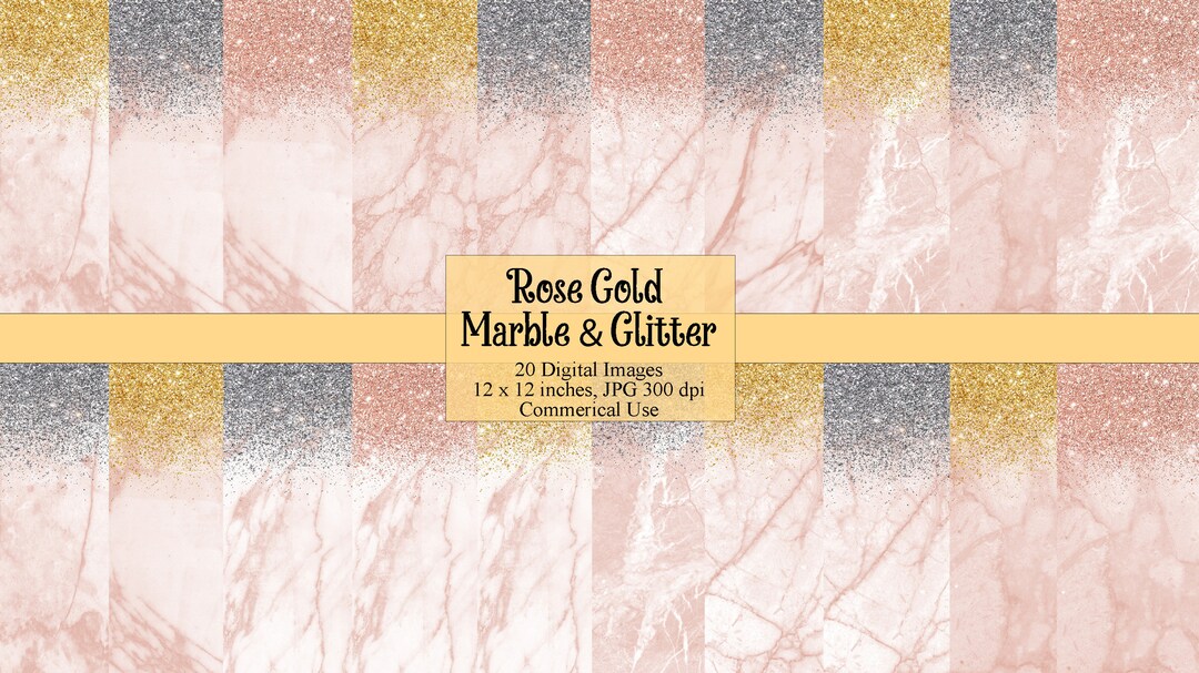 Rose Gold Marble and Glitter Digital Paper Marble Backgrounds Printable ...