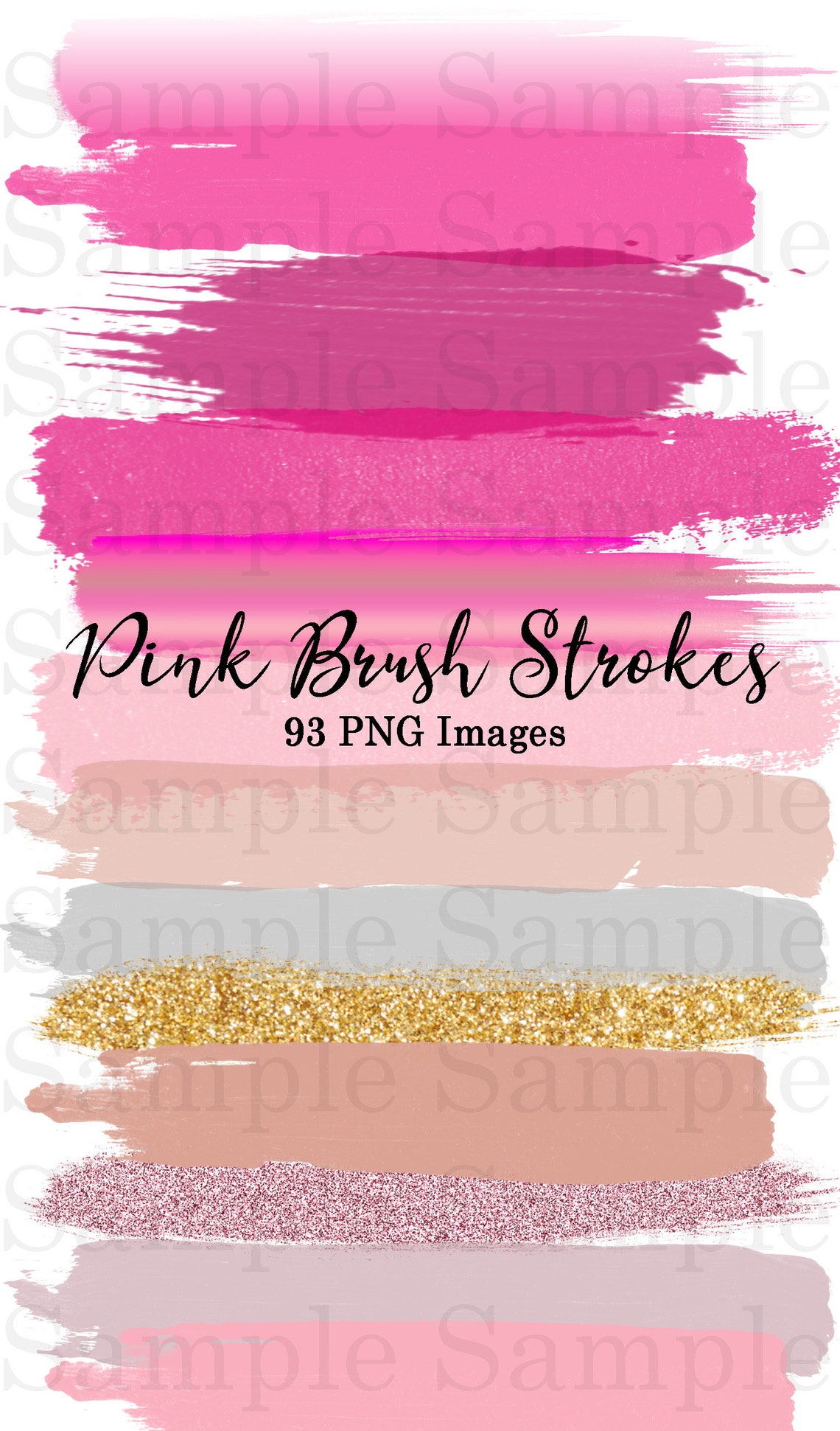 Pink Gray Brush Strokes Clip Art 38 Hand Painted Pink Glitter - Etsy