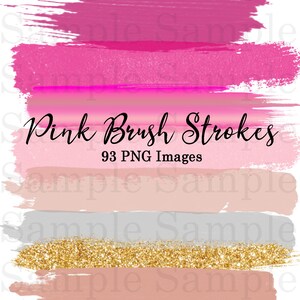 Pink Gray Brush Strokes Clip Art 38 Hand Painted Pink Glitter Foil ...