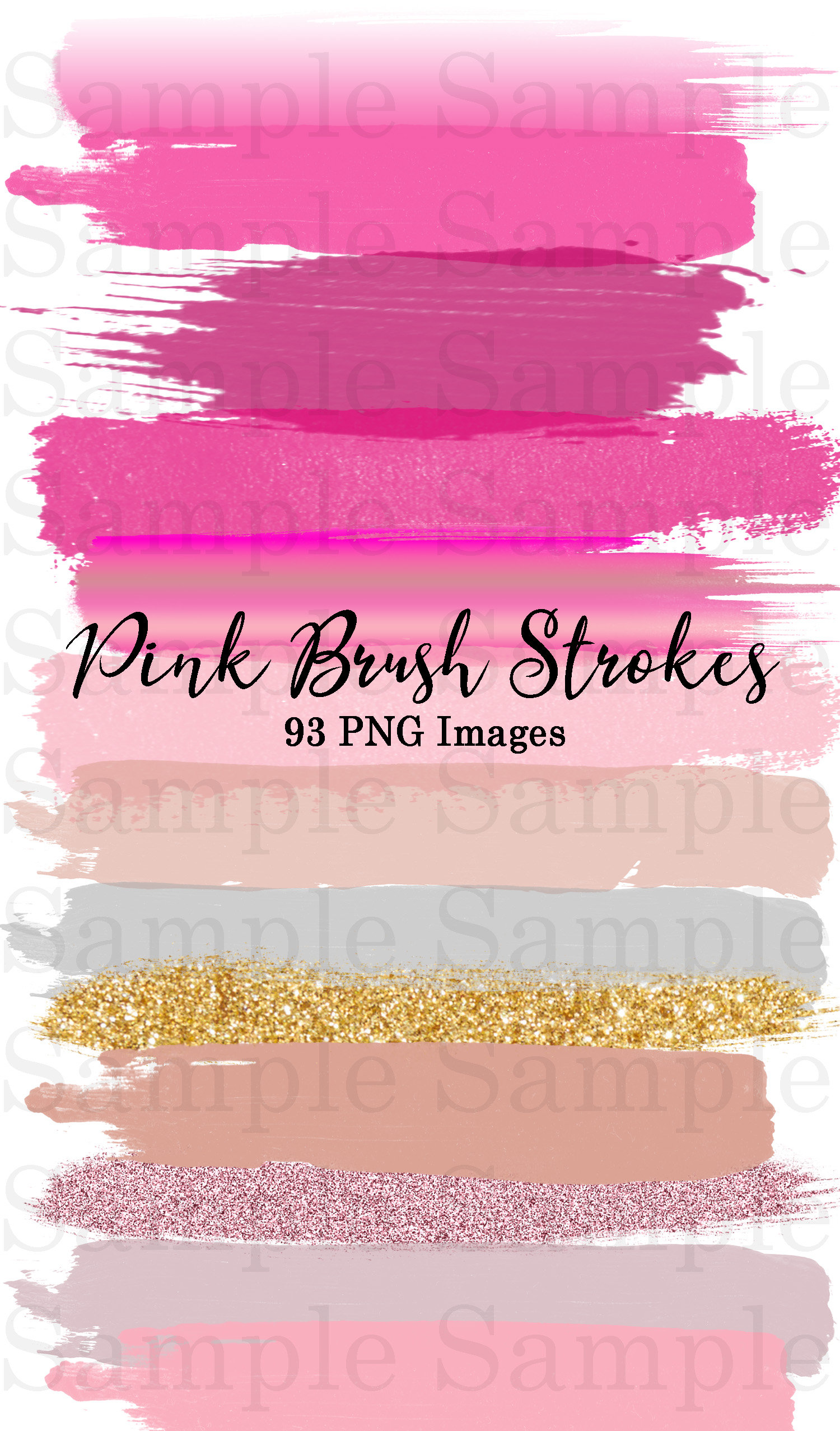 Pink Gray Brush Strokes Clip Art #38 Hand Painted Pink Glitter Foil ...