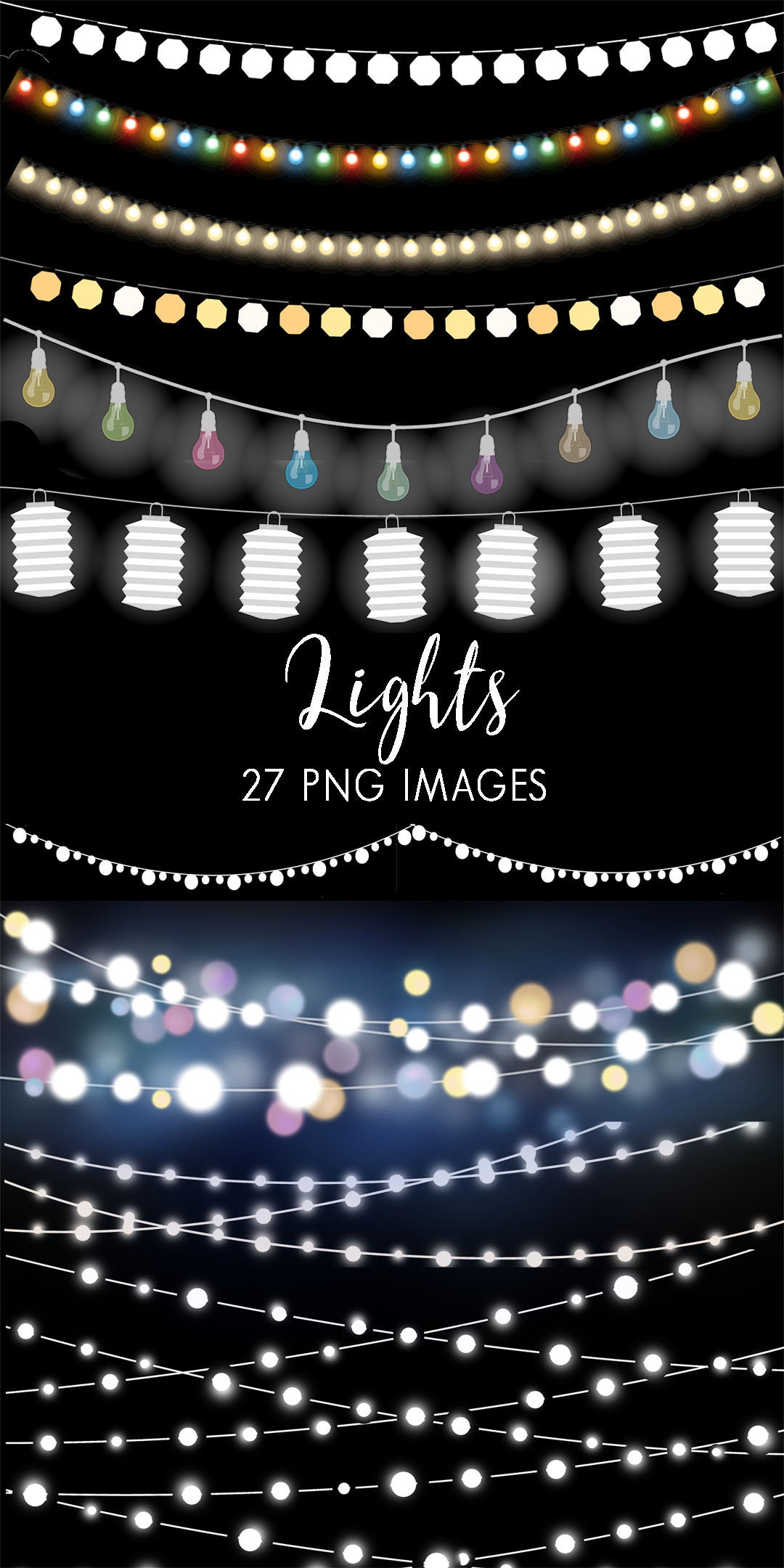 String Lights Clipart Fairy Lights Clip Art Party Lights - Etsy