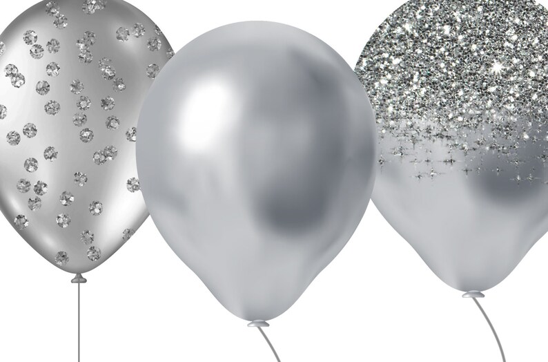 Gold and Silver Balloons Clipart Glitter Balloon PNG Digital - Etsy