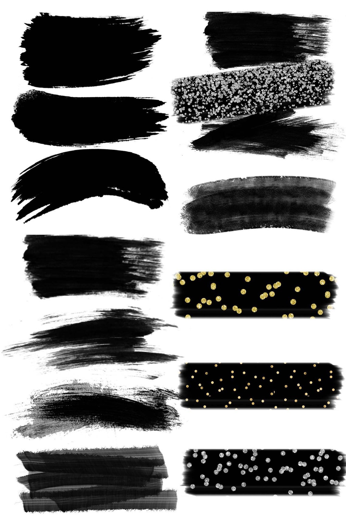 Black Watercolor Brush Strokes, Black Paint Clipart, Black Paint ...