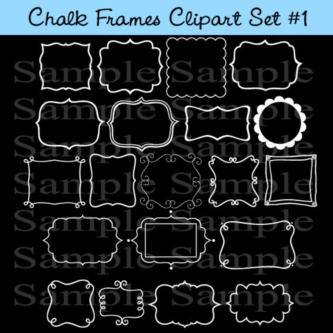 Chalk Frames Clipart Set Banner Callout INSTANT DOWNLOAD | Etsy