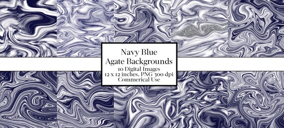Navy Blue Agate Backgrounds Digital Watercolor PNG Overlays | Etsy