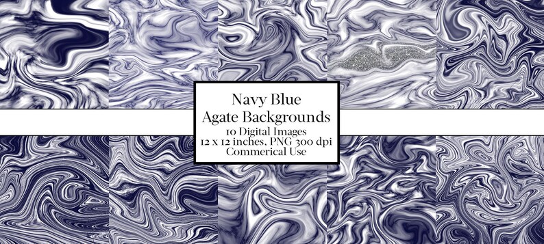 Navy Blue Agate Backgrounds Digital Watercolor PNG Overlays | Etsy