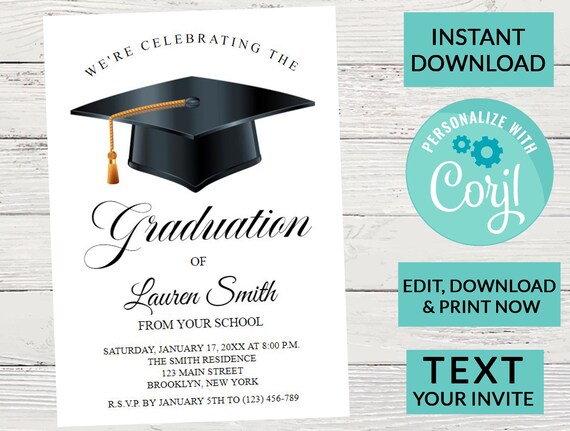Graduation Party Invitation Graduation Announcement Woman | Etsy