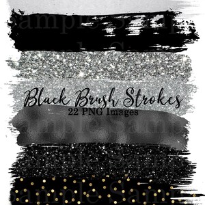 Black Silver Grey Brush Strokes Clip Art #53 | Hand Painted Colors ...