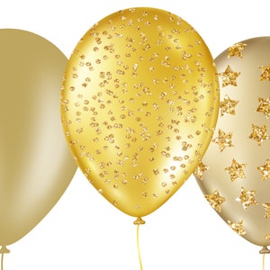 Teal and Gold Balloons Clipart, Glitter Balloon PNG Digital Overlays ...