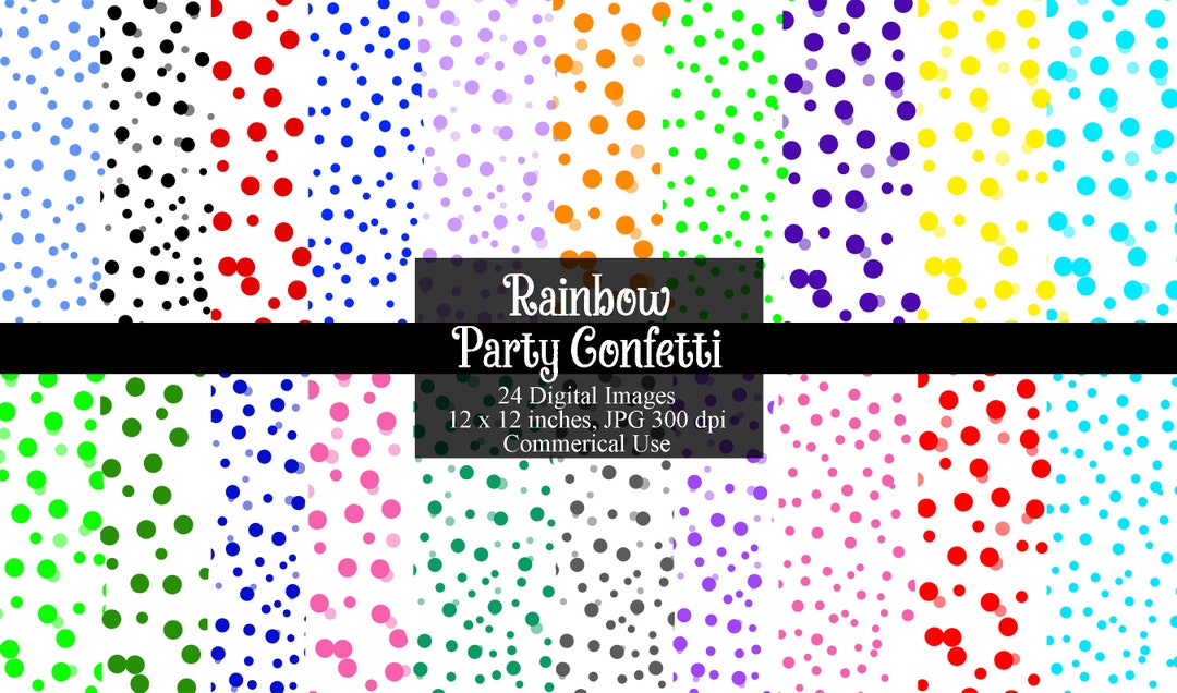 Bright Rainbow Party Confetti Overlays Clipart, Polka Dot Clip Art ...