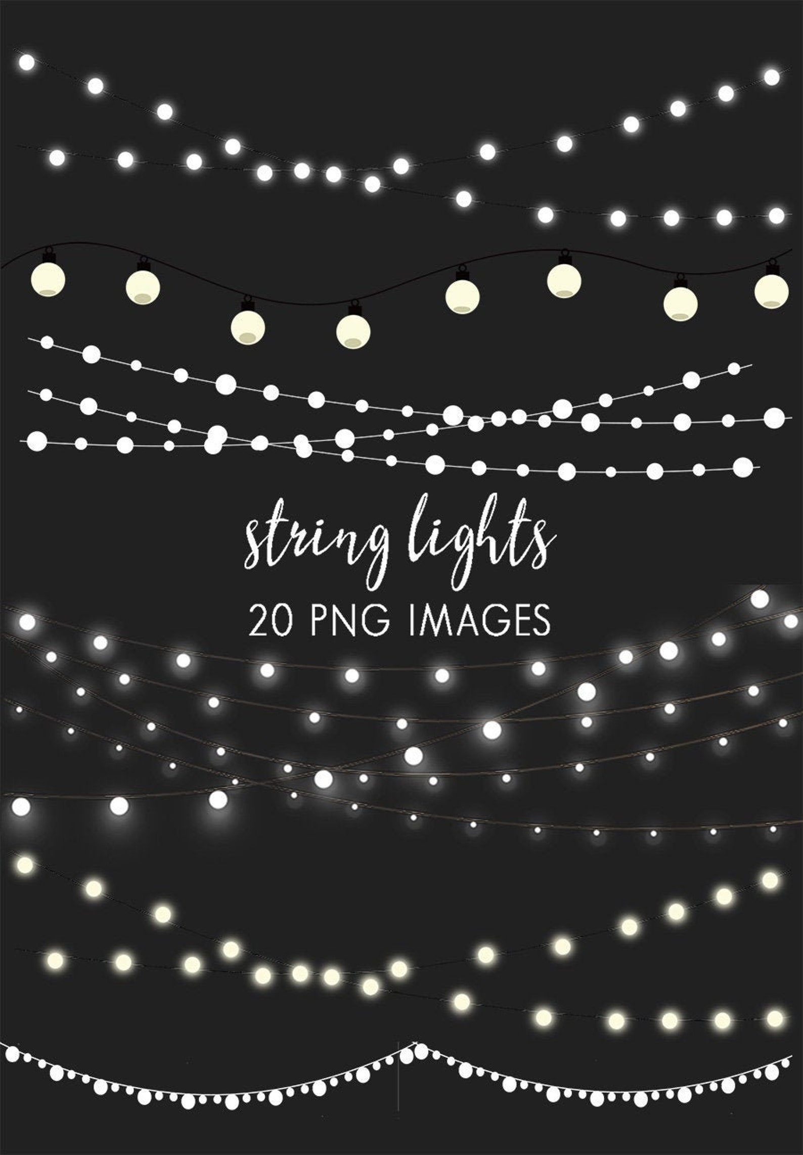 String Lights Clipart Fairy Lights Clip Art Party Lights | Etsy