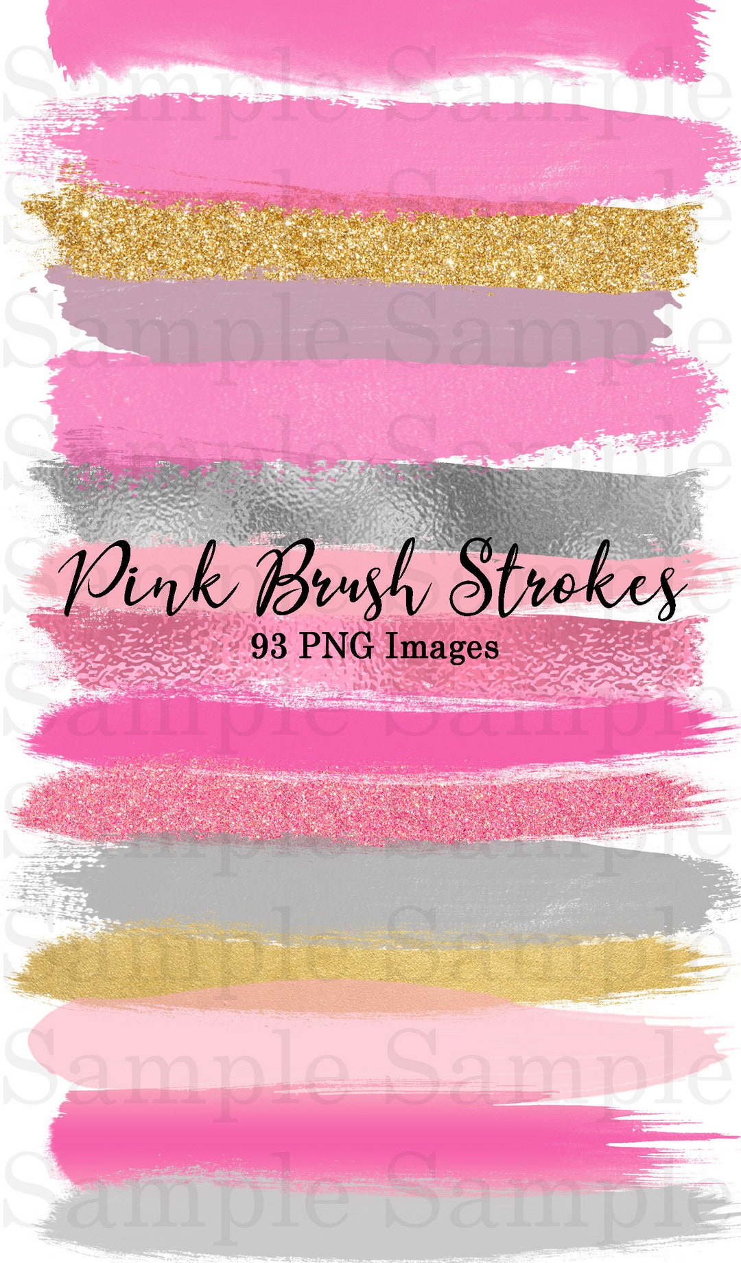 Pink Gray Brush Strokes Clip Art #38 Hand Painted Pink Glitter Foil ...