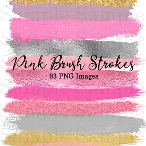 Pink Gray Brush Strokes Clip Art 38 Hand Painted Pink Glitter Foil ...