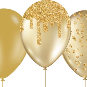 Purple and Gold Balloons Clipart, Glitter Balloon PNG Digital Overlays ...