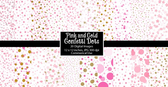 Pink and Gold Glitter Confetti Digital Paper Pink and Gold - Etsy