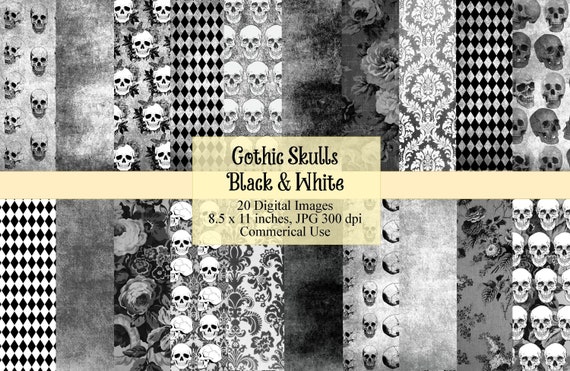Gothic Black and White Skulls Grunge Gothic Skulls and - Etsy