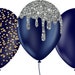 Blush Pink and Navy Blue Balloons Clipart, Glitter Balloon PNG Digital ...