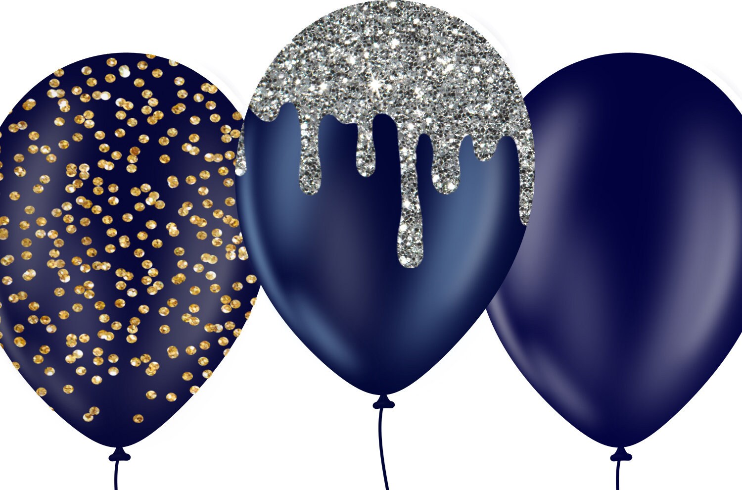 Blush Pink and Navy Blue Balloons Clipart Glitter Balloon PNG - Etsy