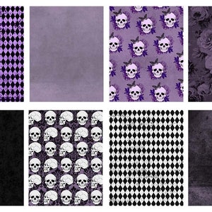 Gothic Purple Skulls, Grunge Digital Paper, Printable Backgrounds for ...