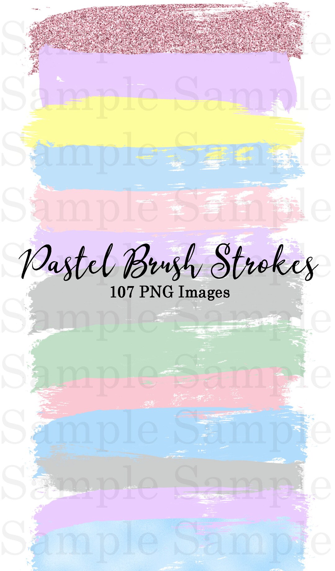 Pastel Brush Strokes Clip Art #41 | Hand Painted Colors, Glitter and ...