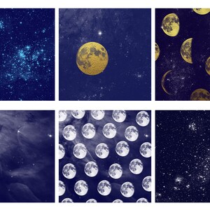 Galaxy Moon Digital Paper, Outer Space Galaxy Stars Digital INSTANT ...