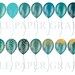 Teal and Gold Balloons Clipart Glitter Balloon PNG Digital - Etsy