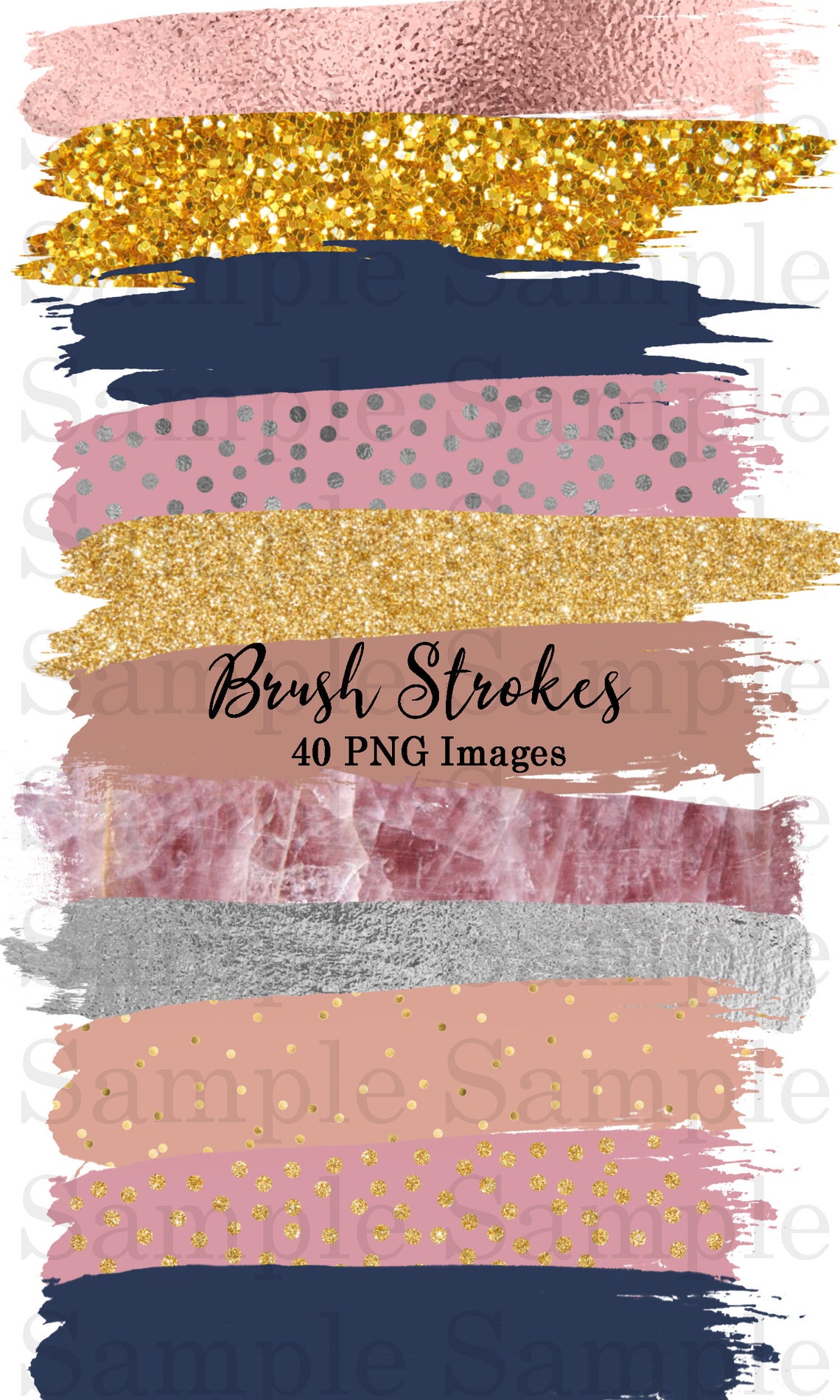 Rose Gold Brush Strokes Clip Art 35 Hand Painted Blush Nude - Etsy