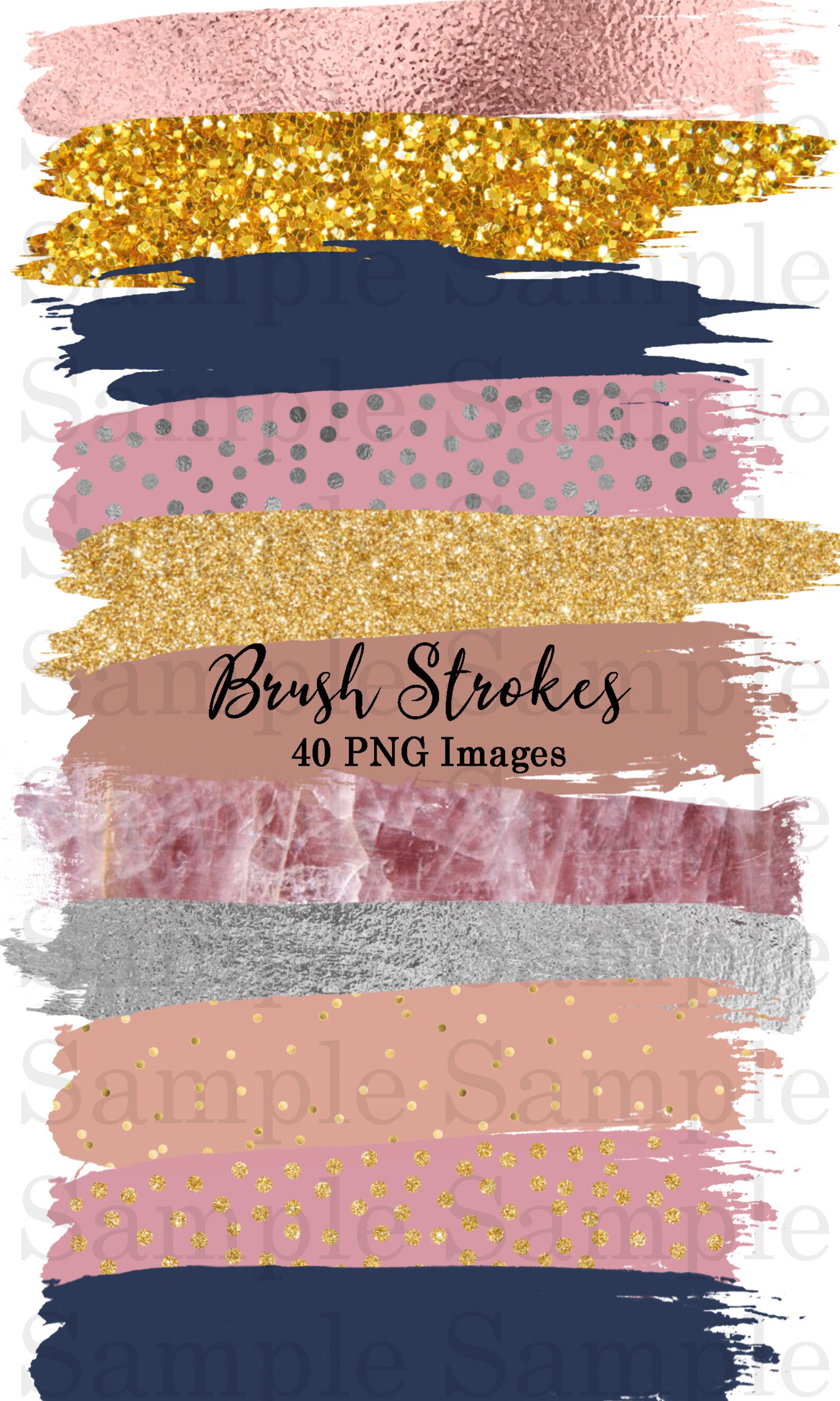 Rose Gold Brush Strokes Clip Art 35 Hand Painted Blush Nude - Etsy