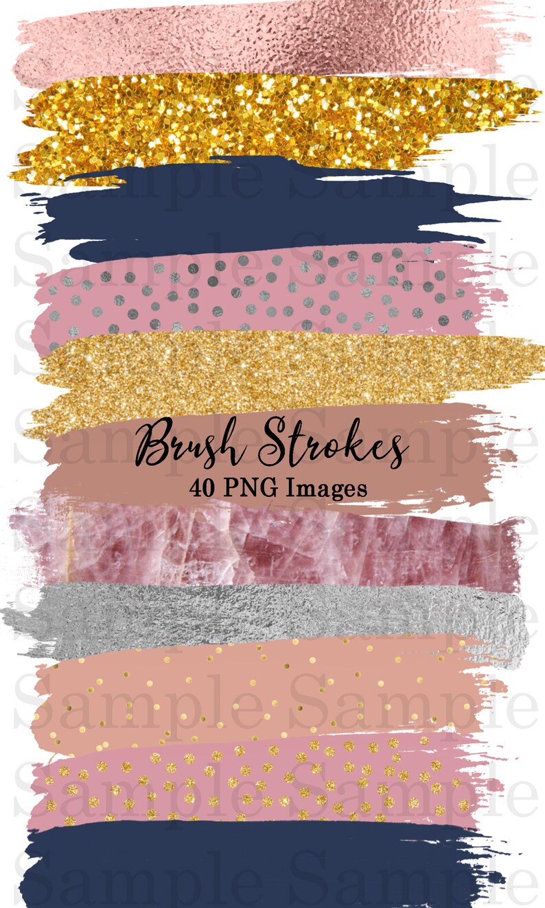 Rose Gold Brush Strokes Clip Art 35 Hand Painted Blush Nude - Etsy