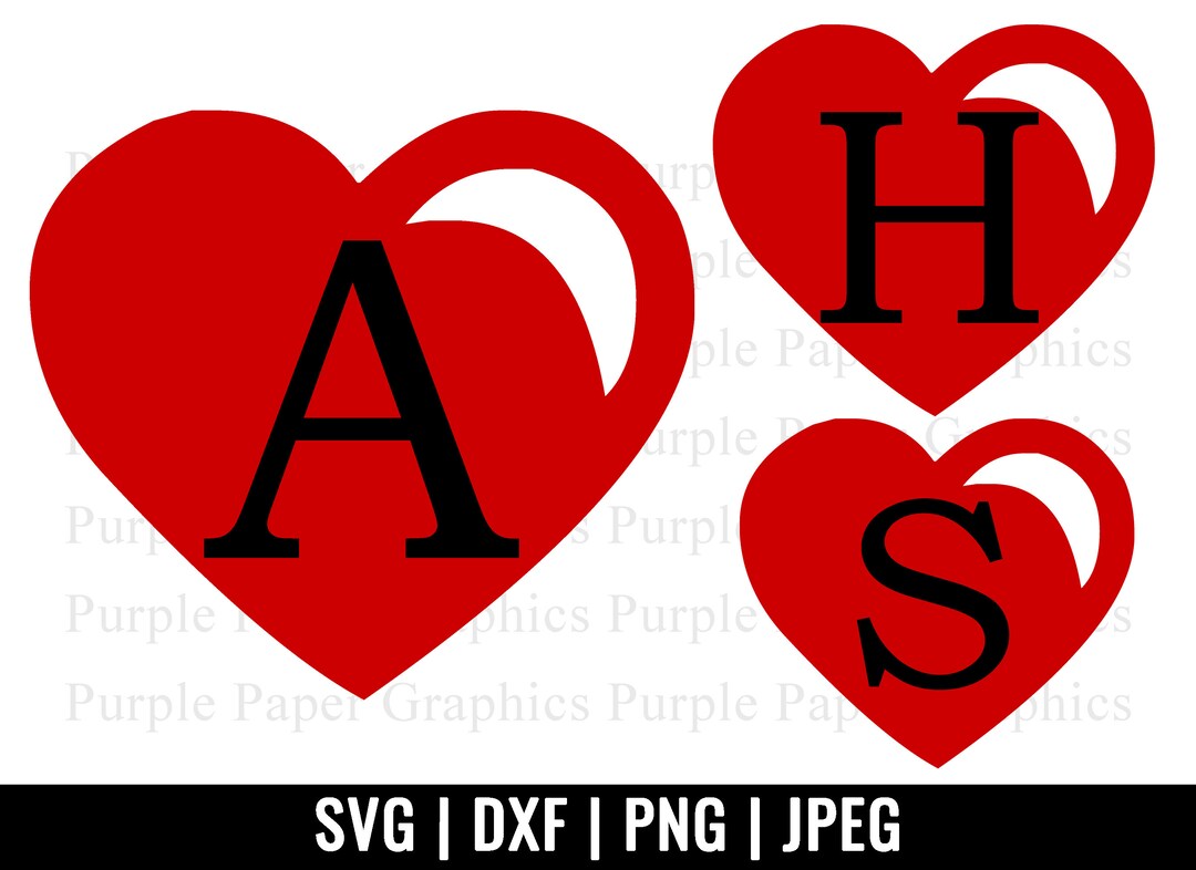 Monogram Heart SVG, DXF, PNG, Jpeg, Monogram Heart Frame Alphabet ...