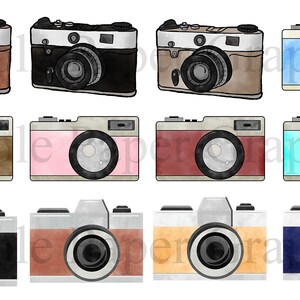 Watercolor Camera Clipart Photography Clip Art Logo Elements - Etsy