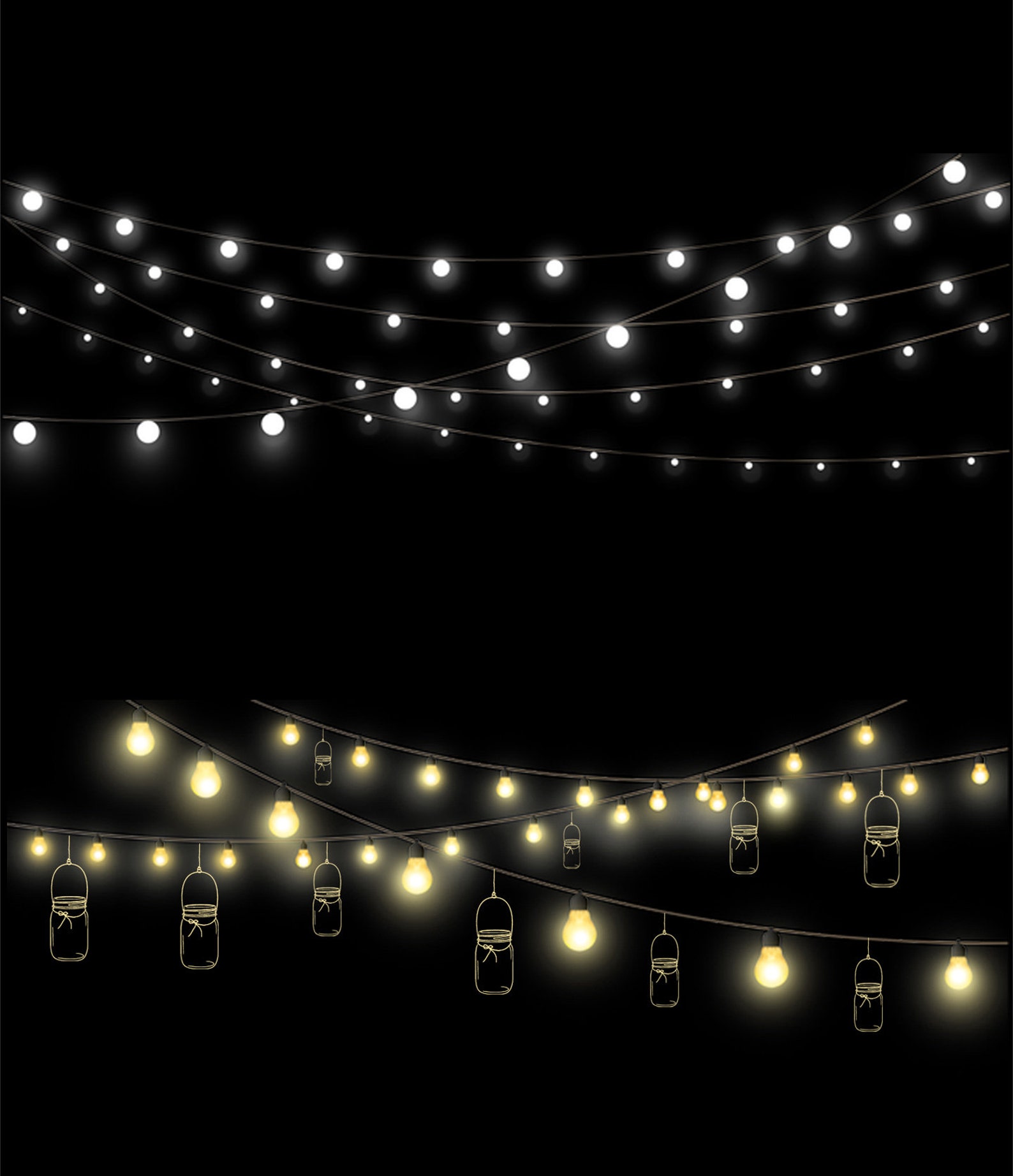 Mason Jars and String Lights Clipart Fairy Lights Clip Art - Etsy
